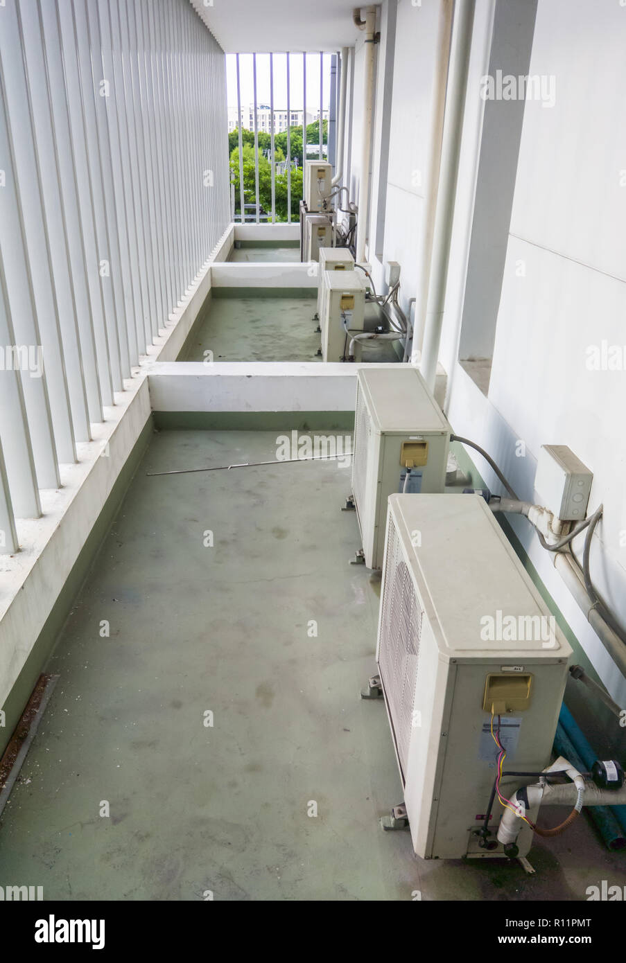 Air conditioner compressor which located on the terrace outside the ...