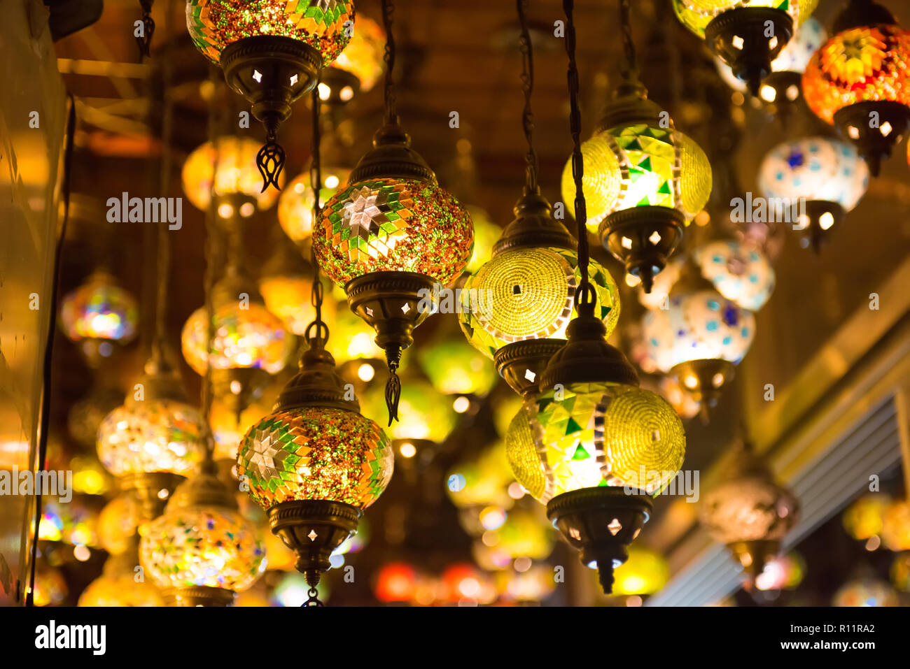 Multi colored lamps Grand Bazaar in Istanbul Stock Photo - Alamy