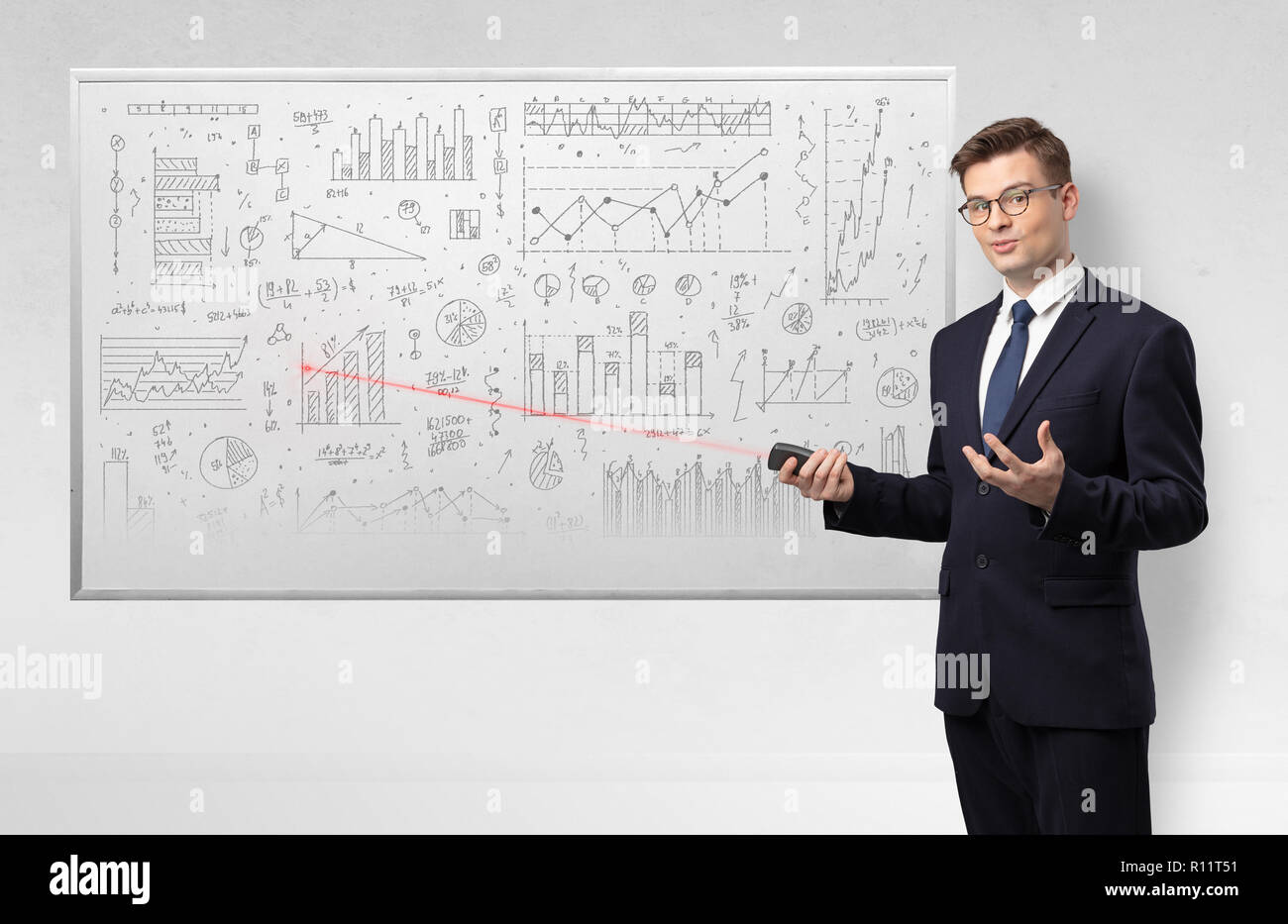 Professor with laser pointer teaching geometry Stock Photo - Alamy