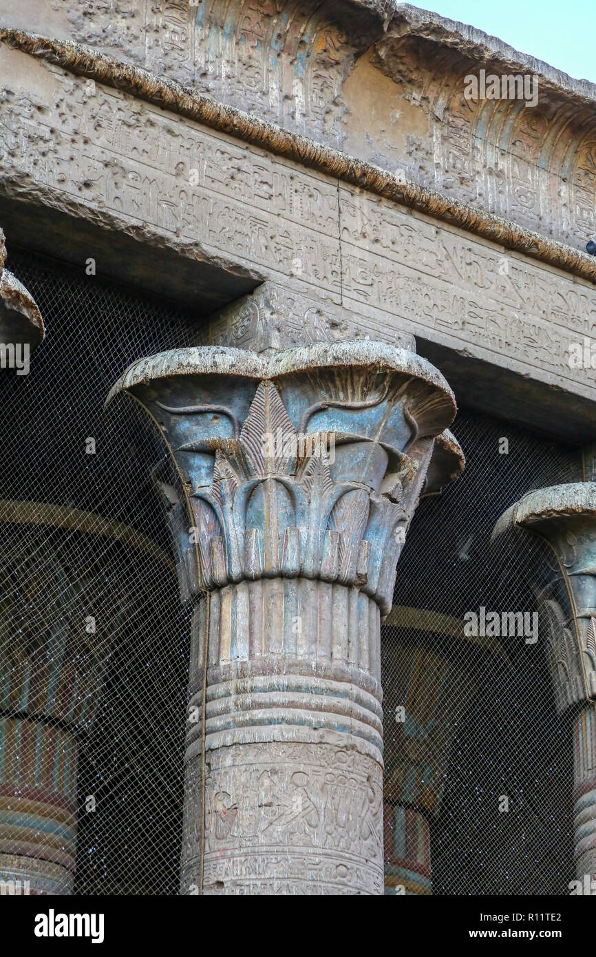 Columns in the Hypostyle Hall at The Temple of Khnum at Esna, Esna City ...