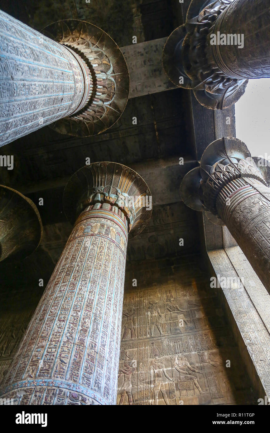 Columns in the Hypostyle Hall at The Temple of Khnum at Esna, Esna City ...