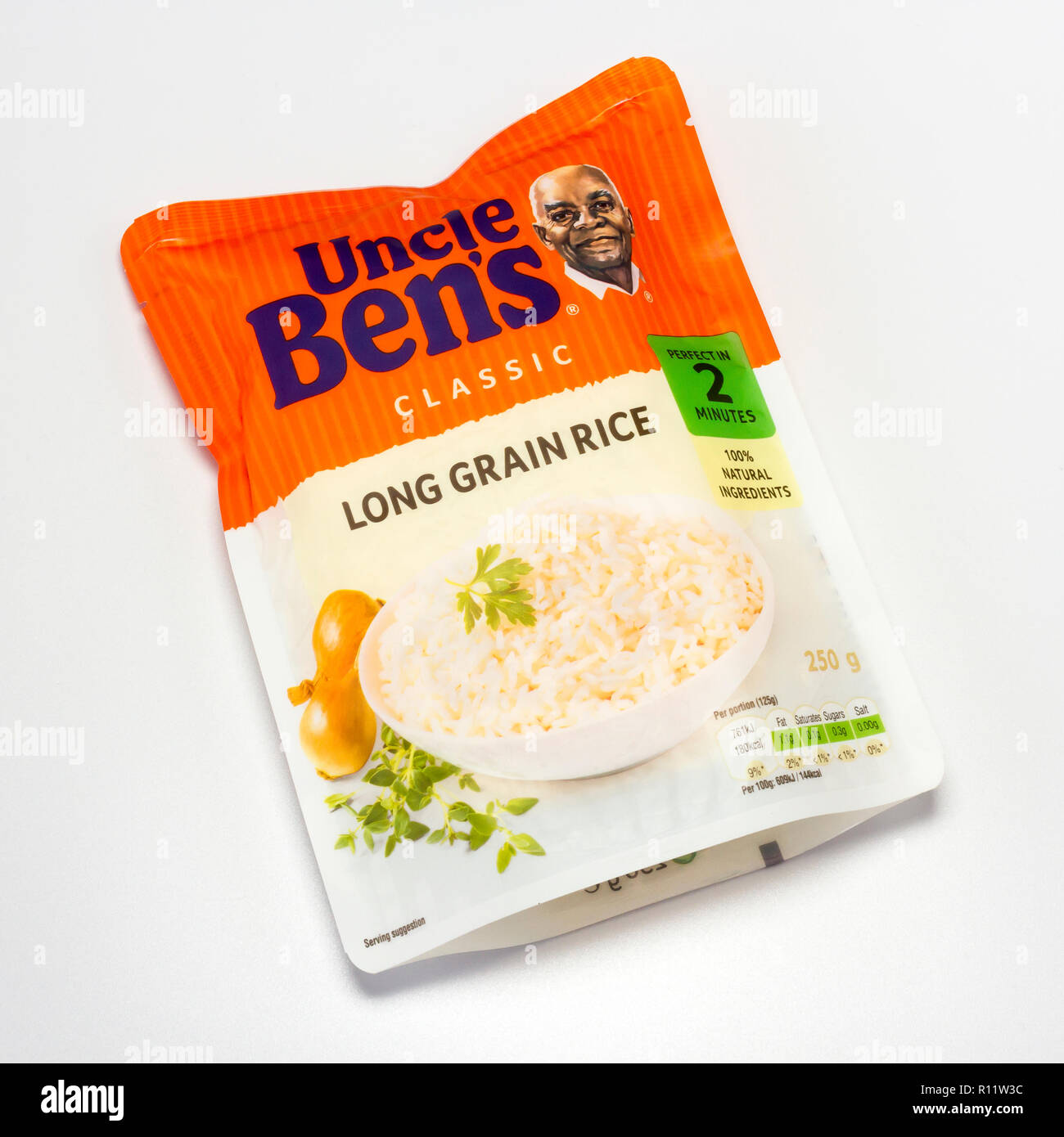 Packet of Uncle Ben's long grain rice Stock Photo - Alamy