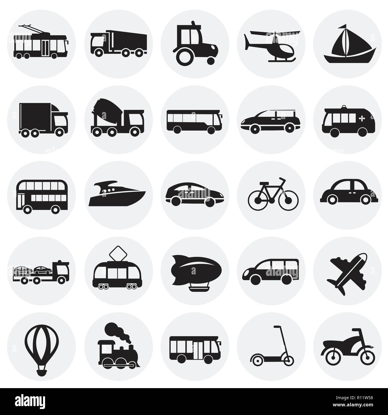 Transportation and vehicles set on circles background Stock Vector ...