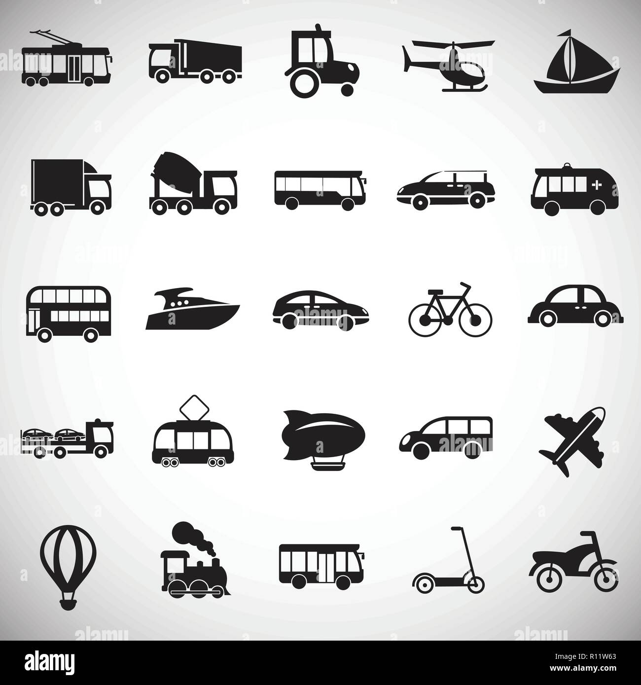 Transportation and vehicles set on white background Stock Vector Image ...