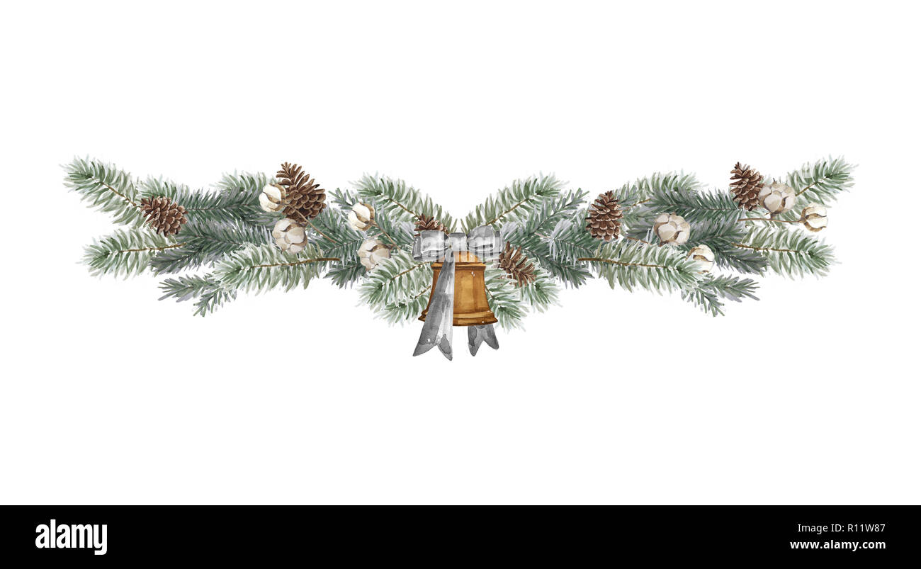 christmas border design elements, floral garland Stock Photo - Alamy