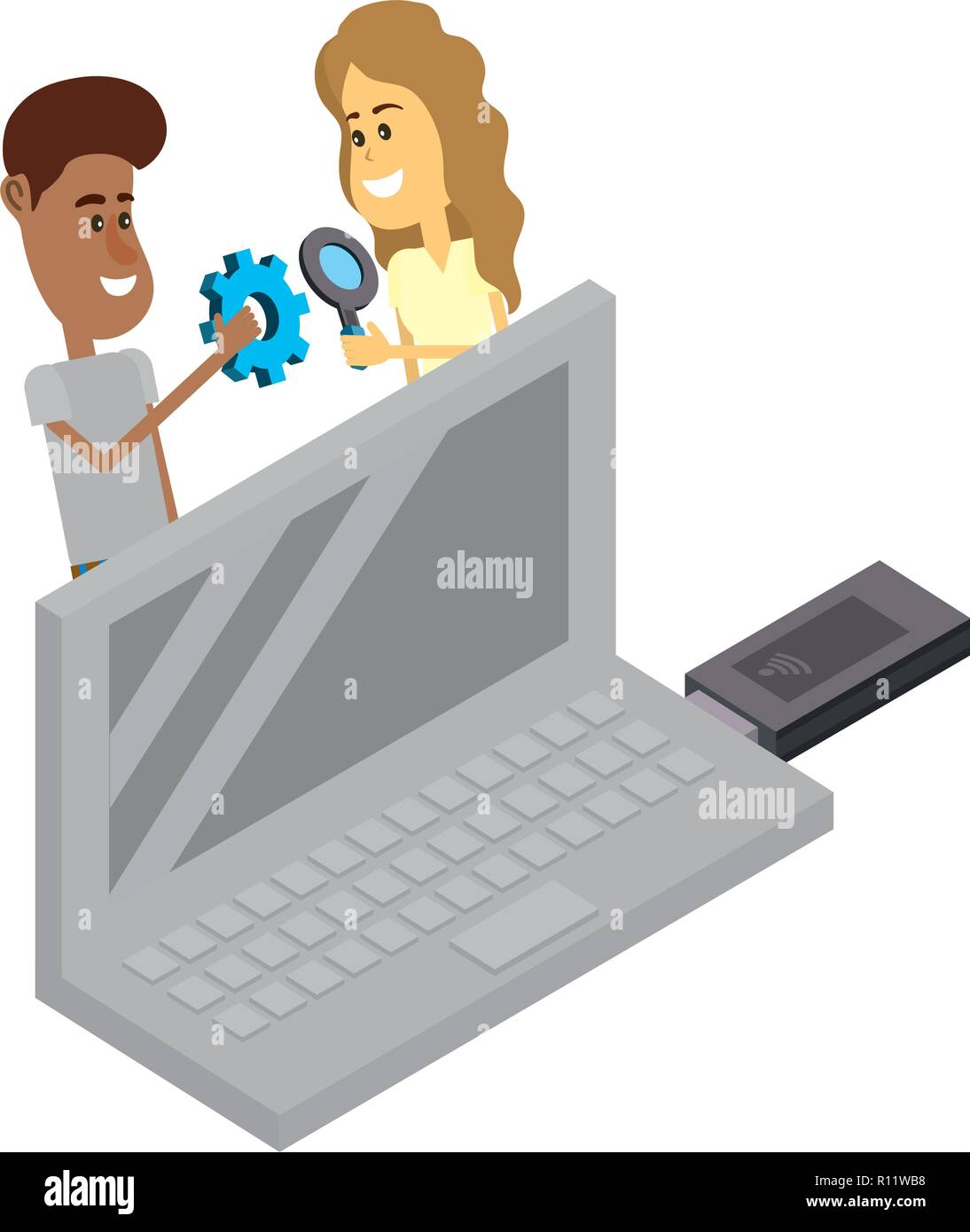 Technical support isometric concept Cut Out Stock Images & Pictures - Alamy