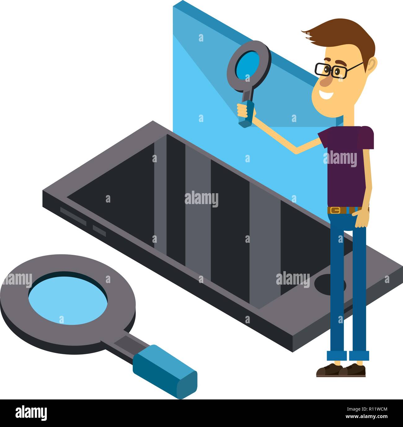 Email message man using Stock Vector Images - Alamy