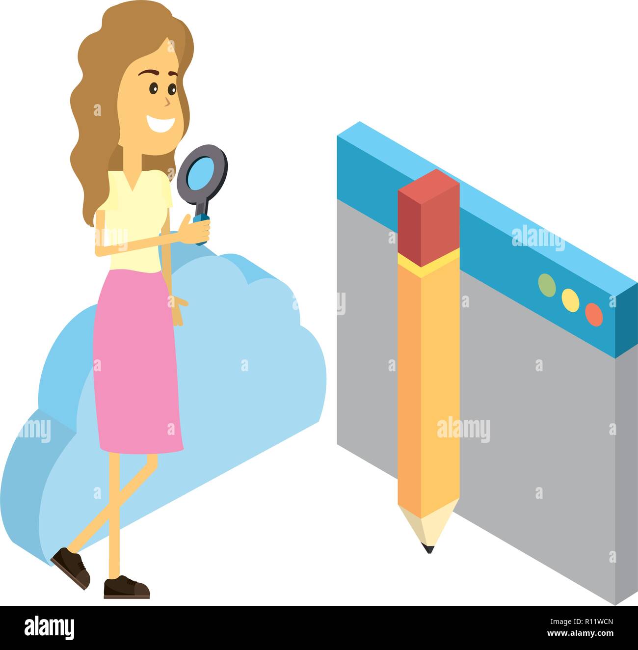woman and technology isometric Stock Vector Image & Art - Alamy