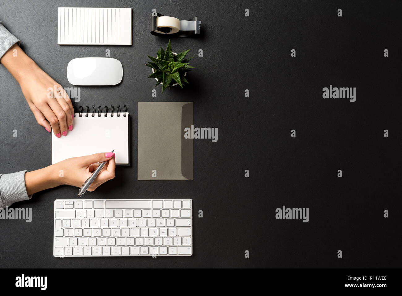 Workplace woman top view accessories hi-res stock photography and ...