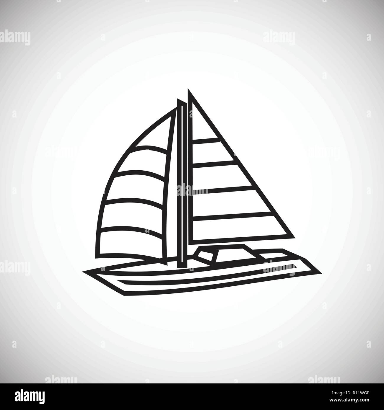 Sail boat yacht thin line on white background Stock Vector Image & Art ...