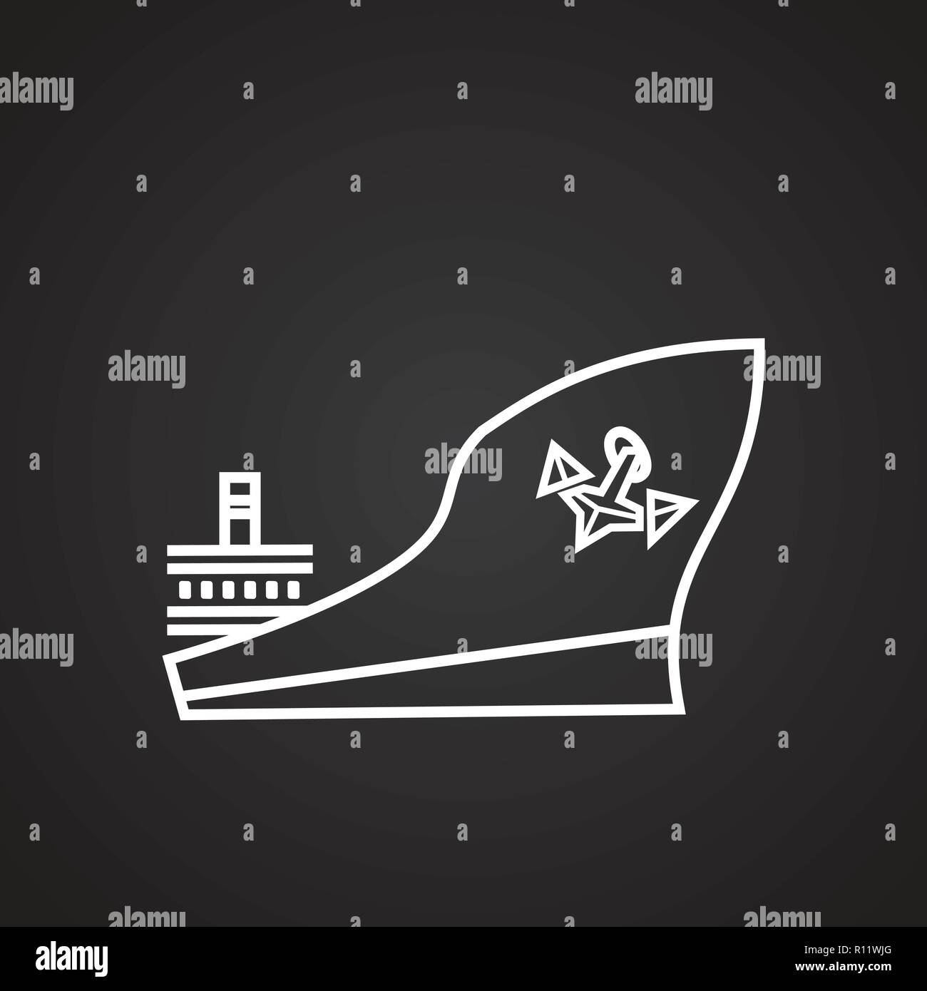 Cargo ship thin line on black background Stock Vector Image & Art - Alamy