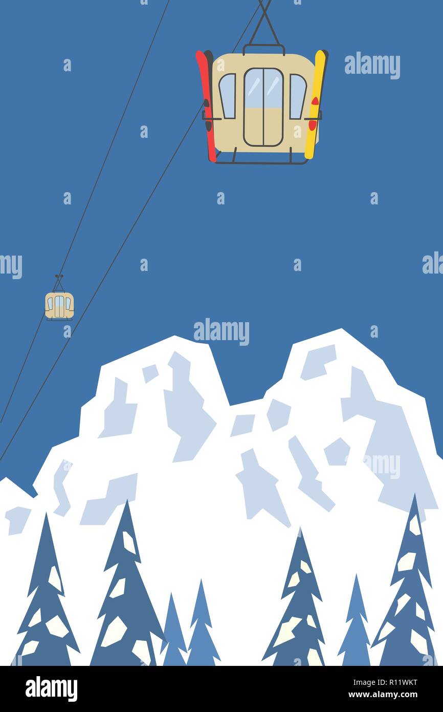 Cableway cable car snow Stock Vector Images - Alamy