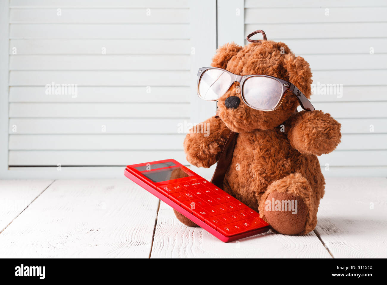Study math with teddy bear Stock Photo - Alamy