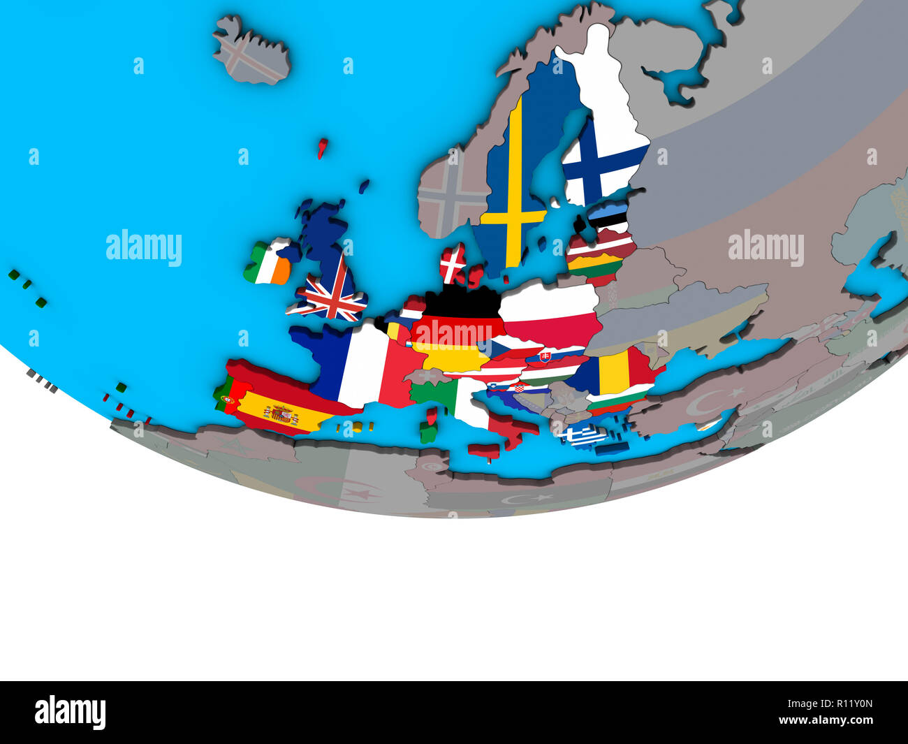 Eu political map flags member states hi-res stock photography and ...