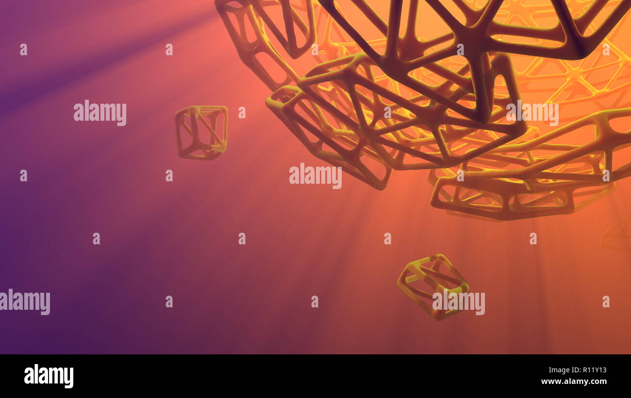 Abstract 3d rendering concept of high poly sphere with chaotic mesh ...