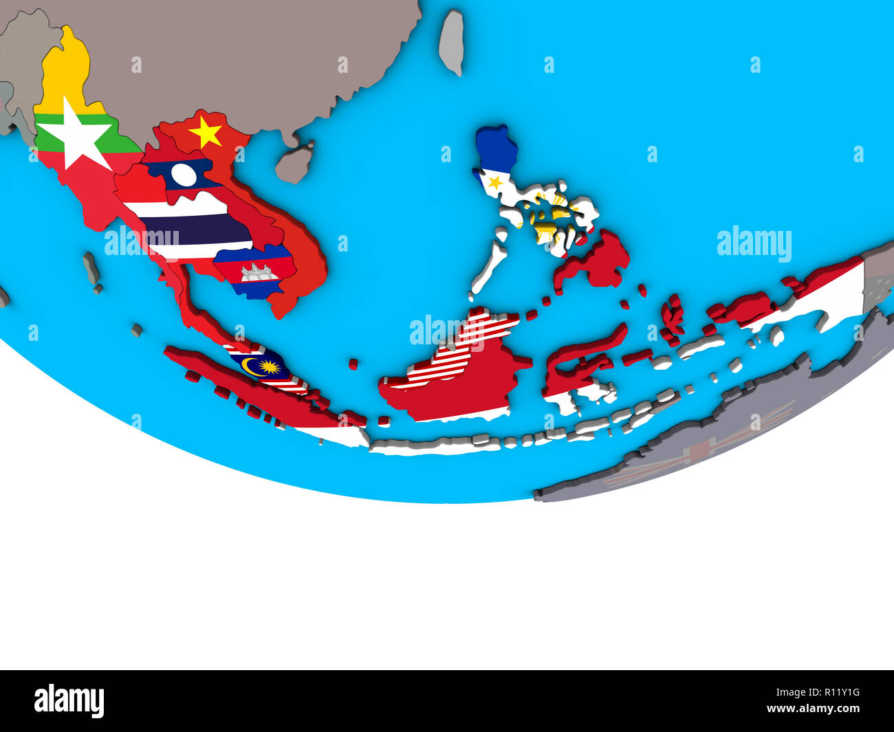 Asian member countries flags hi-res stock photography and images - Alamy