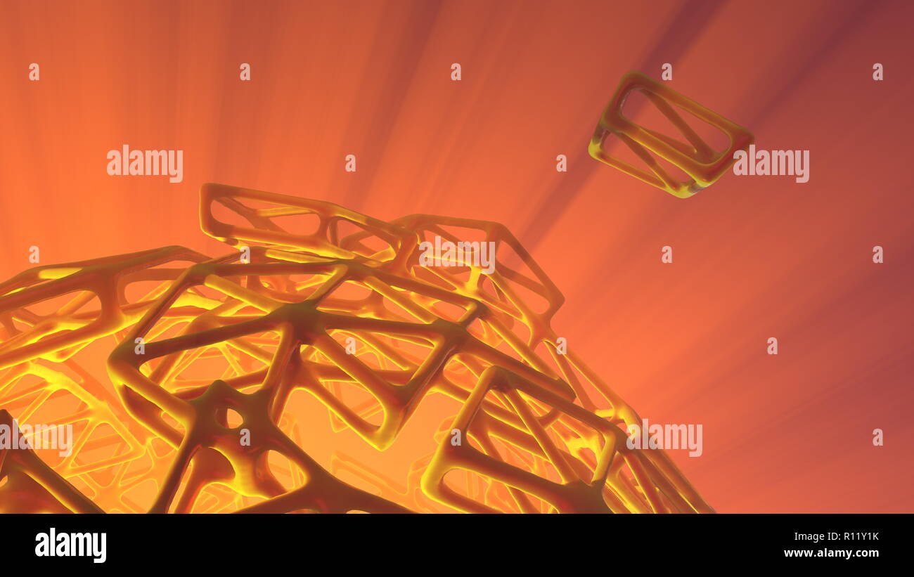 Abstract 3d rendering concept of high poly sphere with chaotic mesh ...