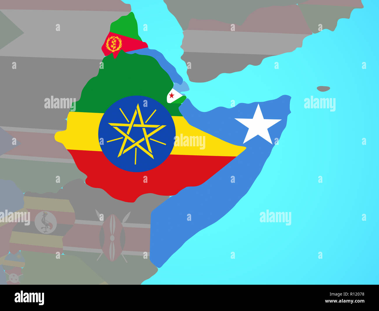 Horn africa flags on 3d hi-res stock photography and images - Alamy