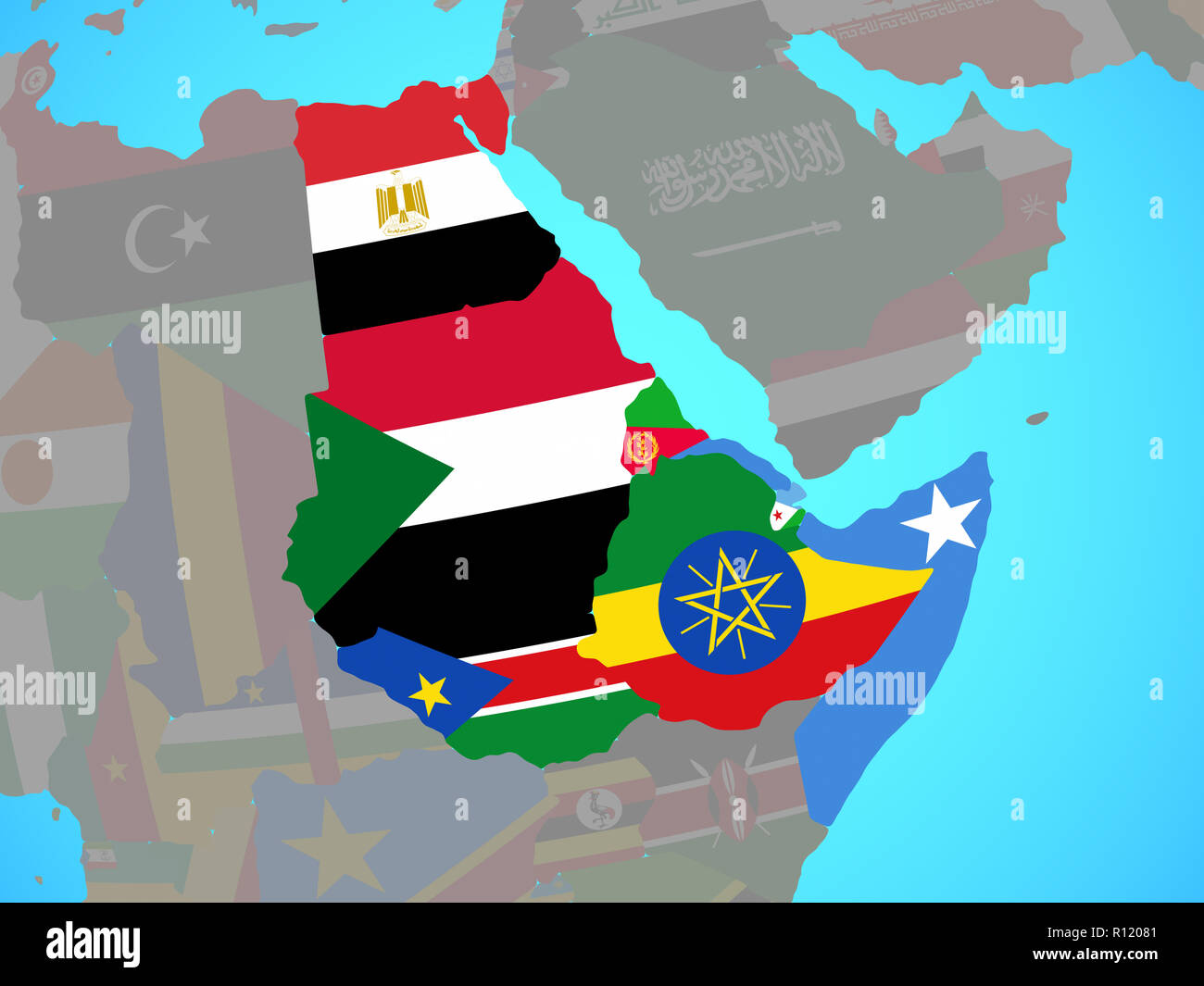African Flags With Blue