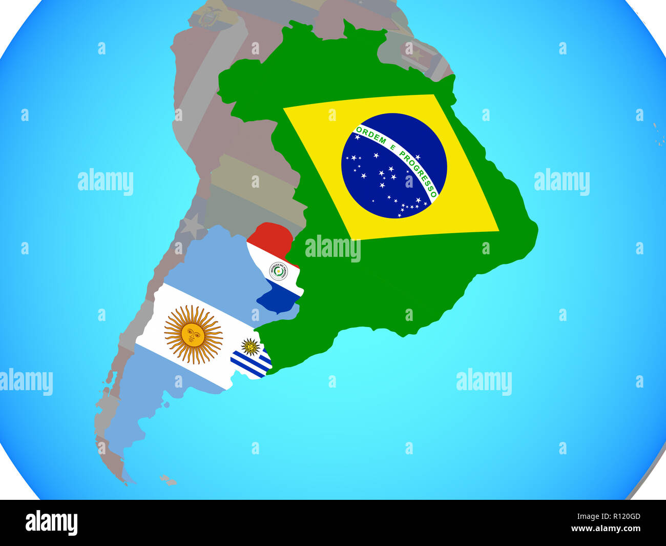 Mercosur countries flags hi-res stock photography and images - Alamy