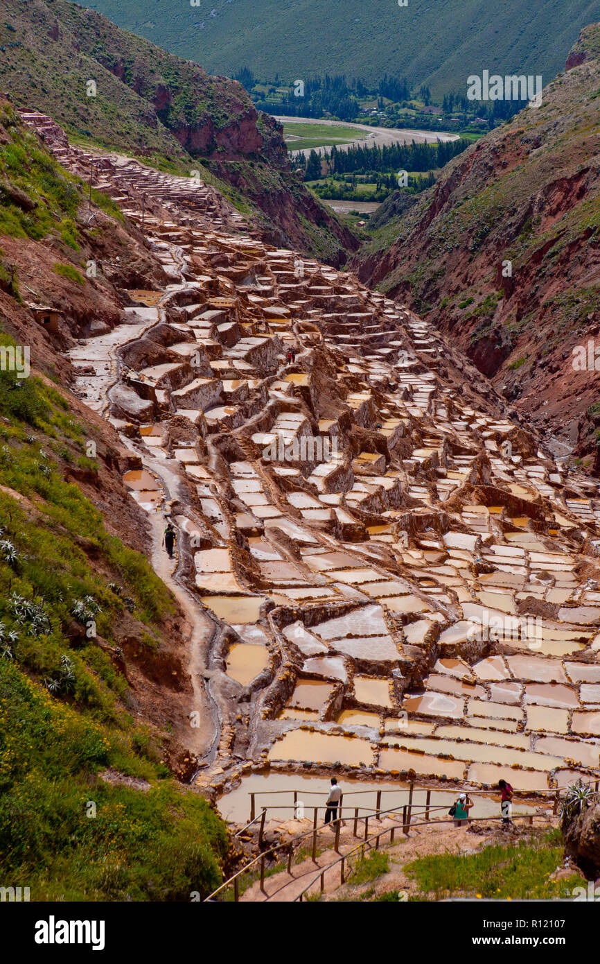 Salt ponds of Maras,Peru Stock Photo - Alamy