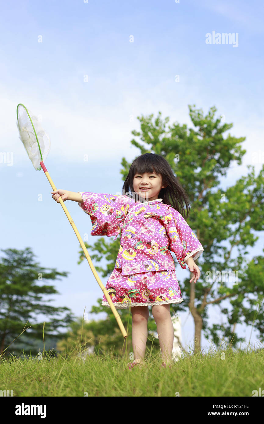young girl with sweep net Stock Photo - Alamy