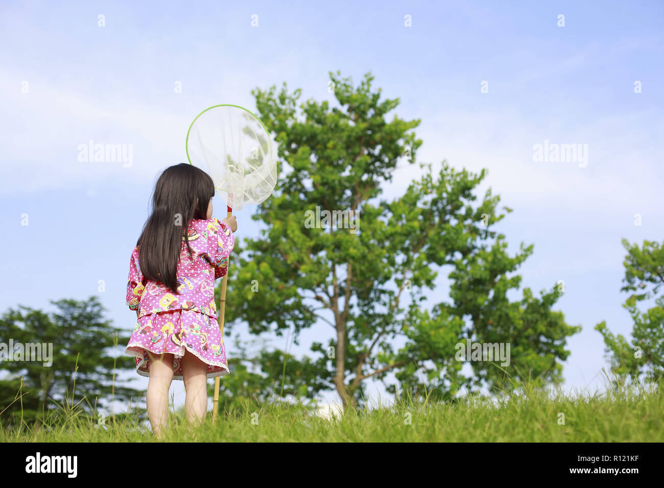 young girl with sweep net Stock Photo - Alamy