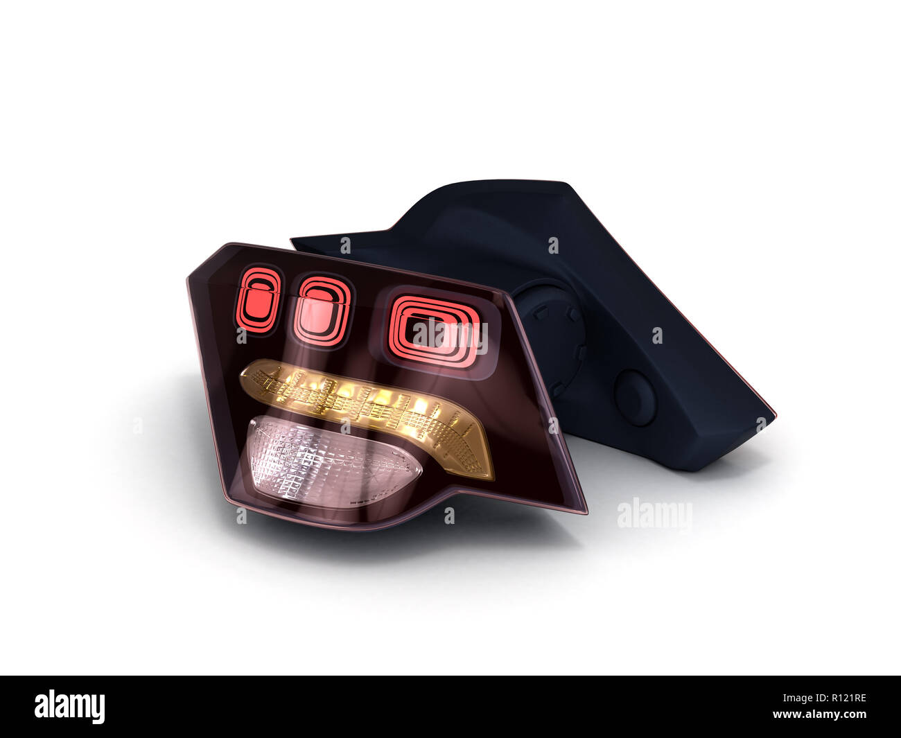Rear view of car with red tail lights on Cut Out Stock Images ...
