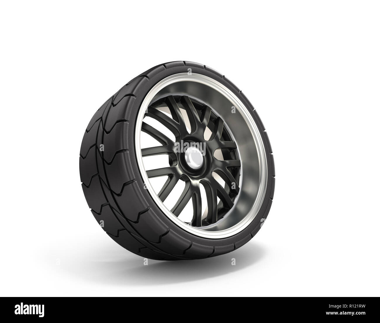 automotive wheel isolated on white 3d render Stock Photo - Alamy