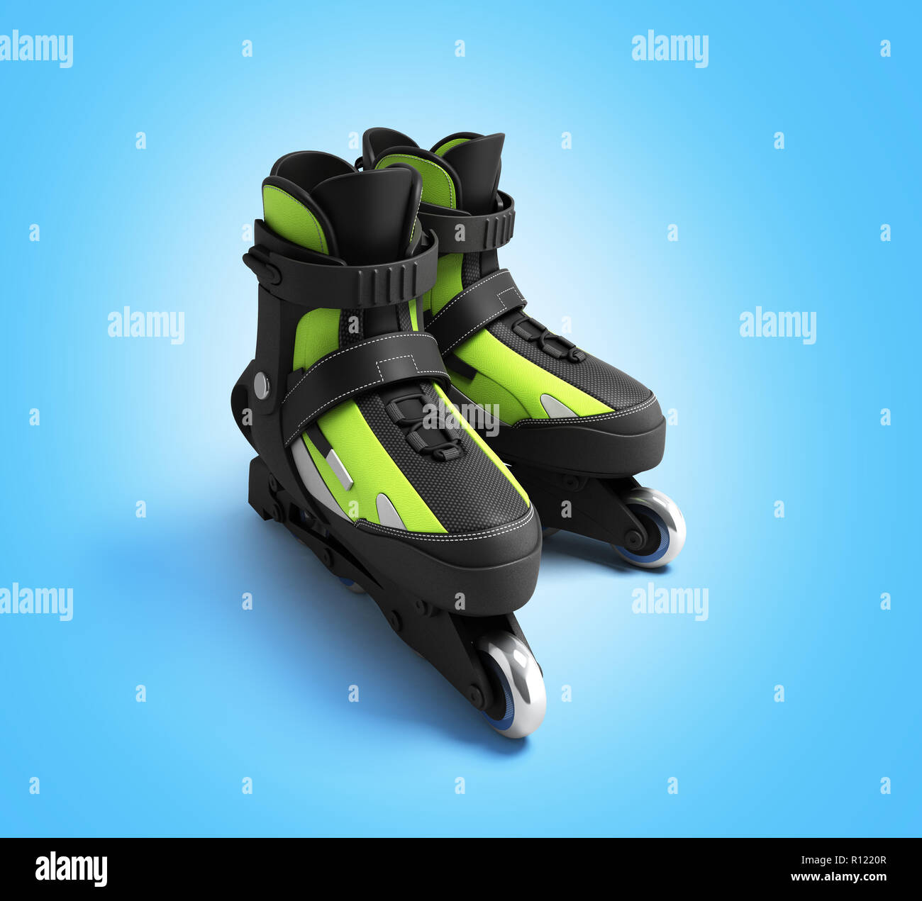inline rollers skates 3d render on gradient backgrownd Stock Photo - Alamy