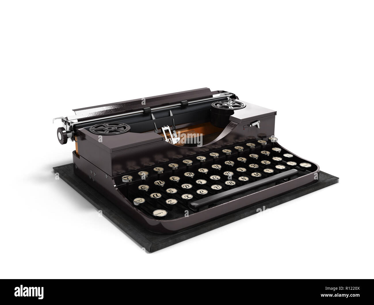 Retro rusty typewriter 3d render isolated on white background Stock ...