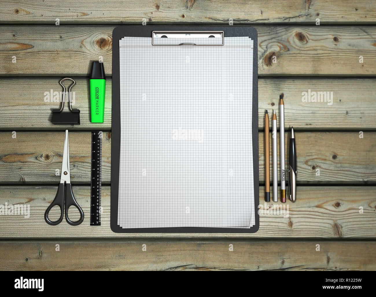 3d checklist on clipboard paper with pencil hi-res stock photography ...