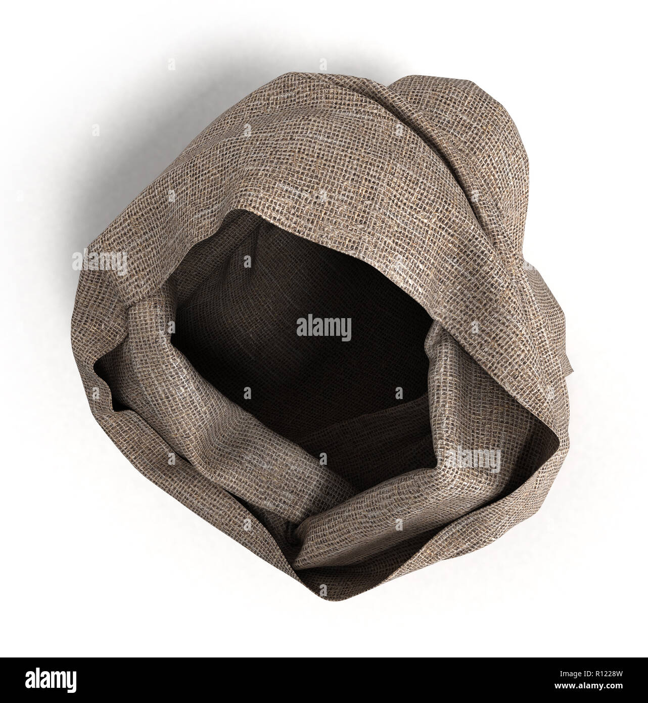 empty open cloth bag top 3d illustration isolated on white Stock Photo ...