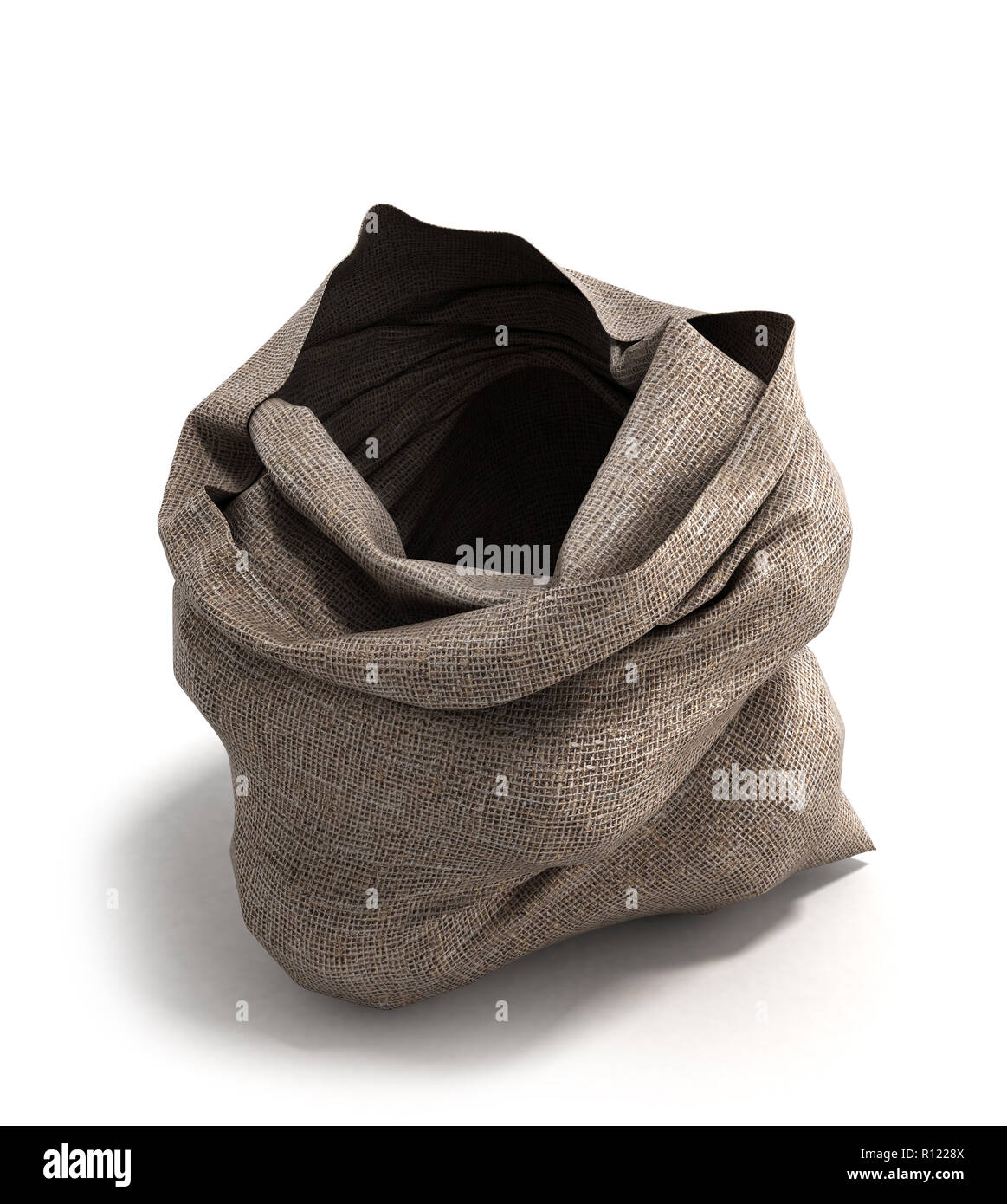 empty open cloth bag front 3d illustration isolated on white Stock ...