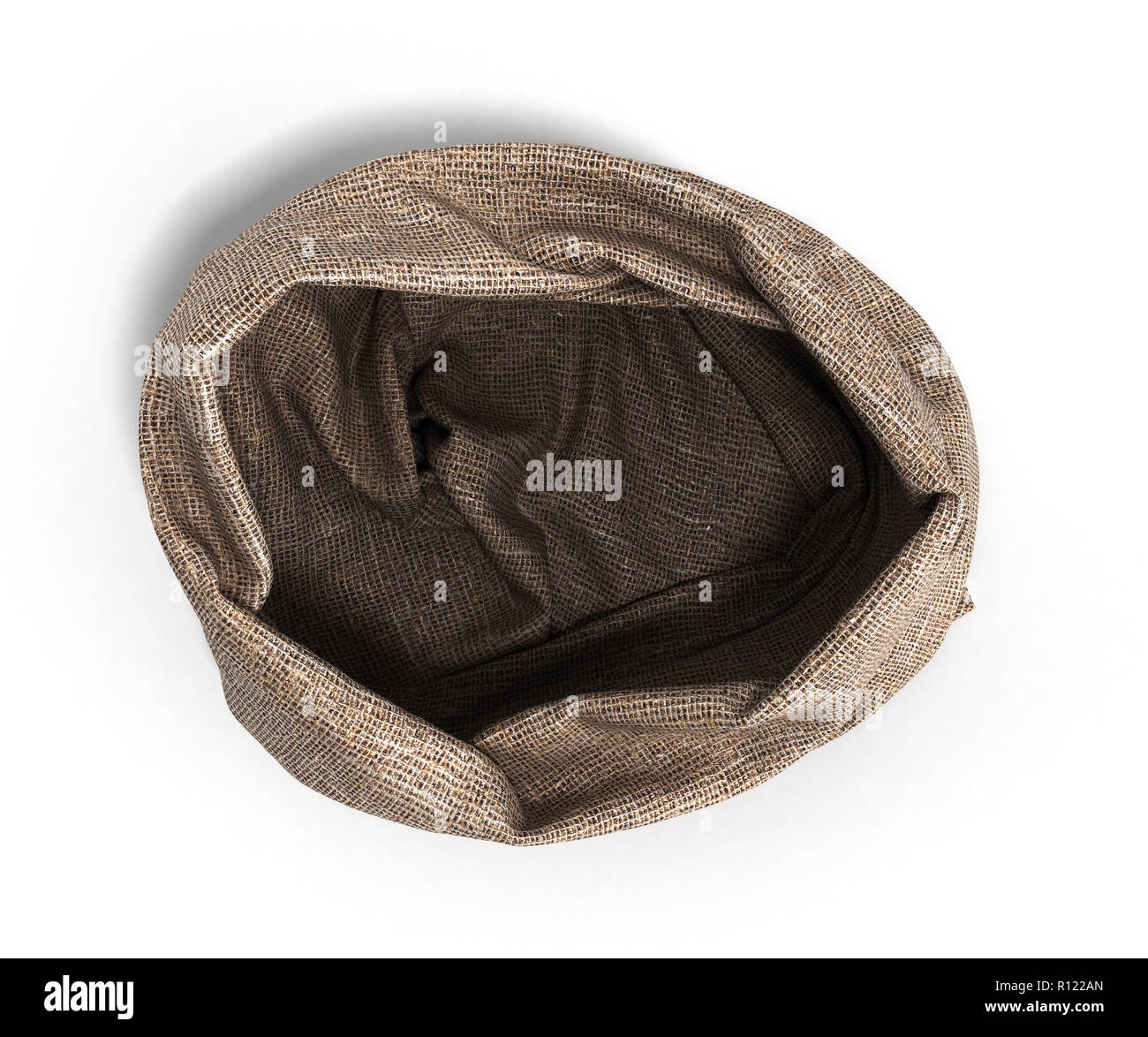 empty open cloth bag top 3d illustration isolated on white Stock Photo ...