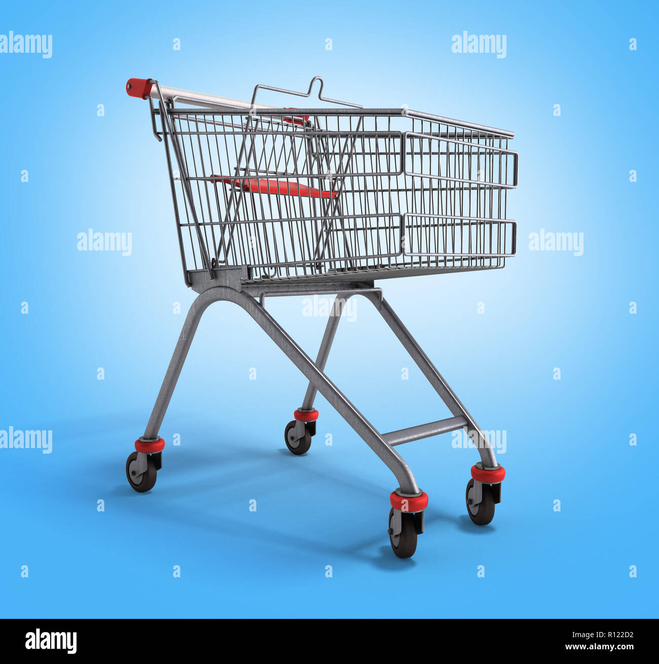 empty trolley from the supermarket 3d illustration on gradient ...