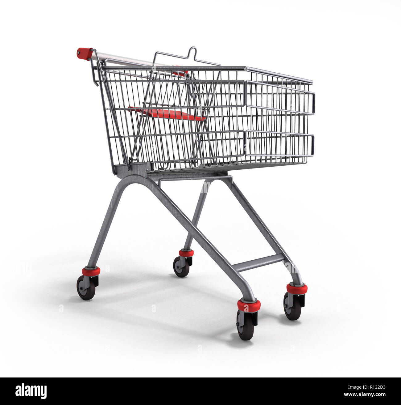 empty trolley from the supermarket 3d illustration on white background ...