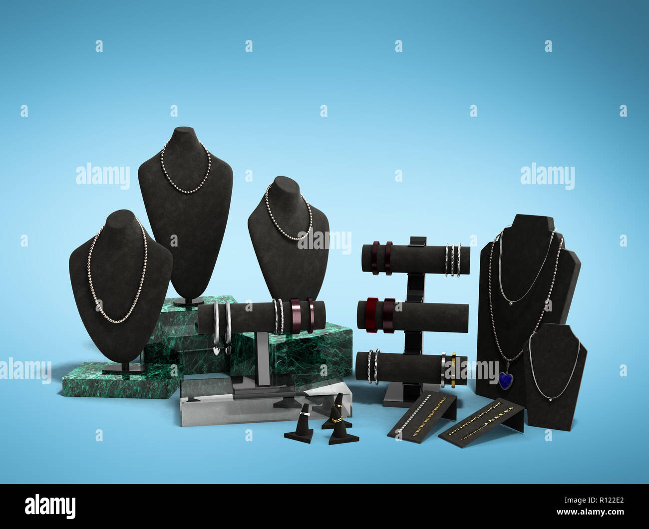 Stand for jewelry in the jewelry display cases 3d illustration on ...