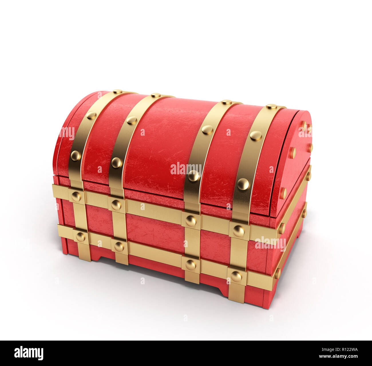 red chest empty 3d render on a white background Stock Photo - Alamy