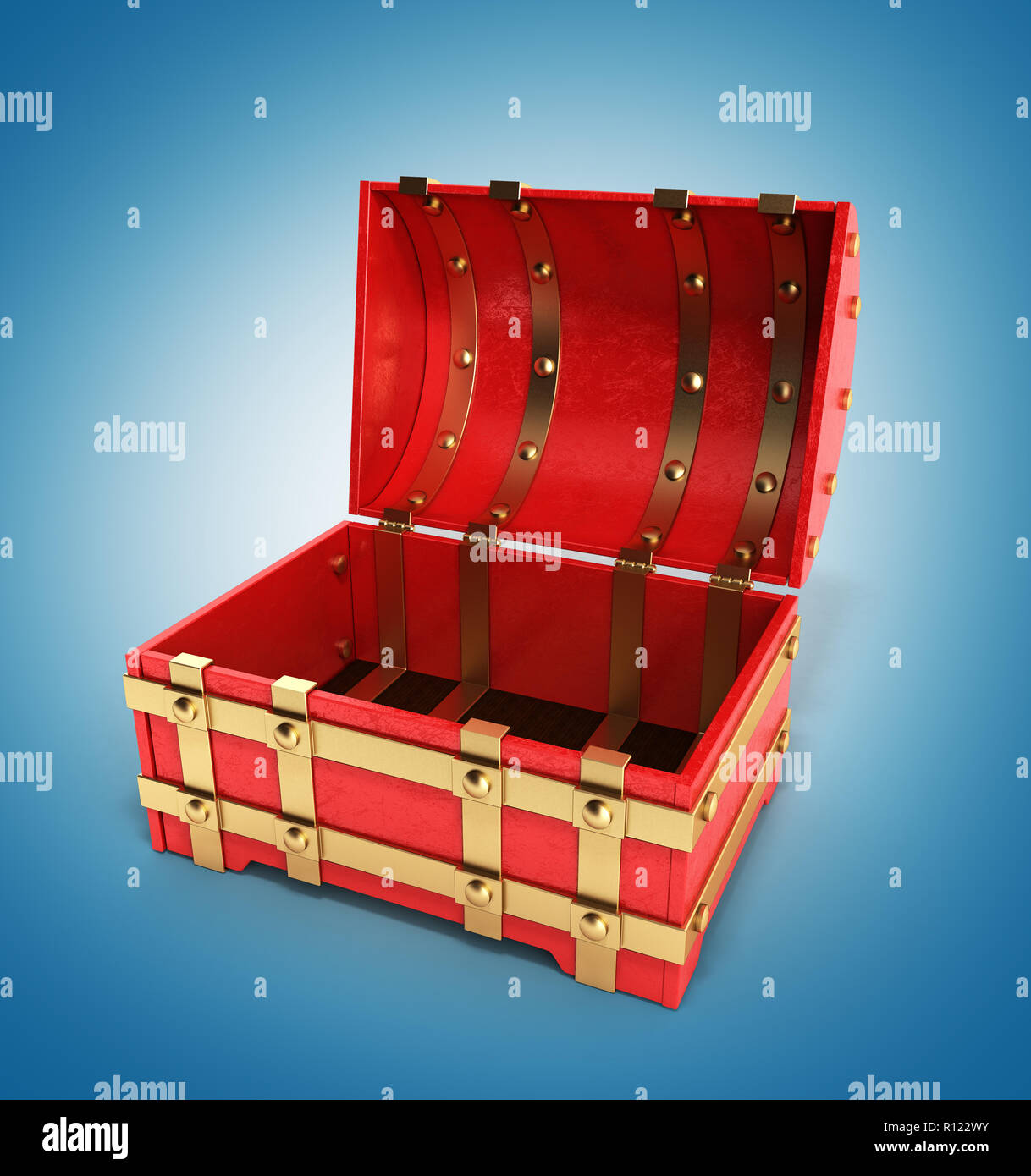 open red chest empty 3d render on gradient background Stock Photo - Alamy