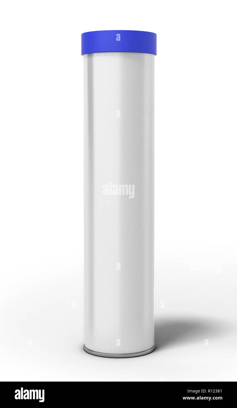 white plastic tube with a blue cap 3d render on a white background ...