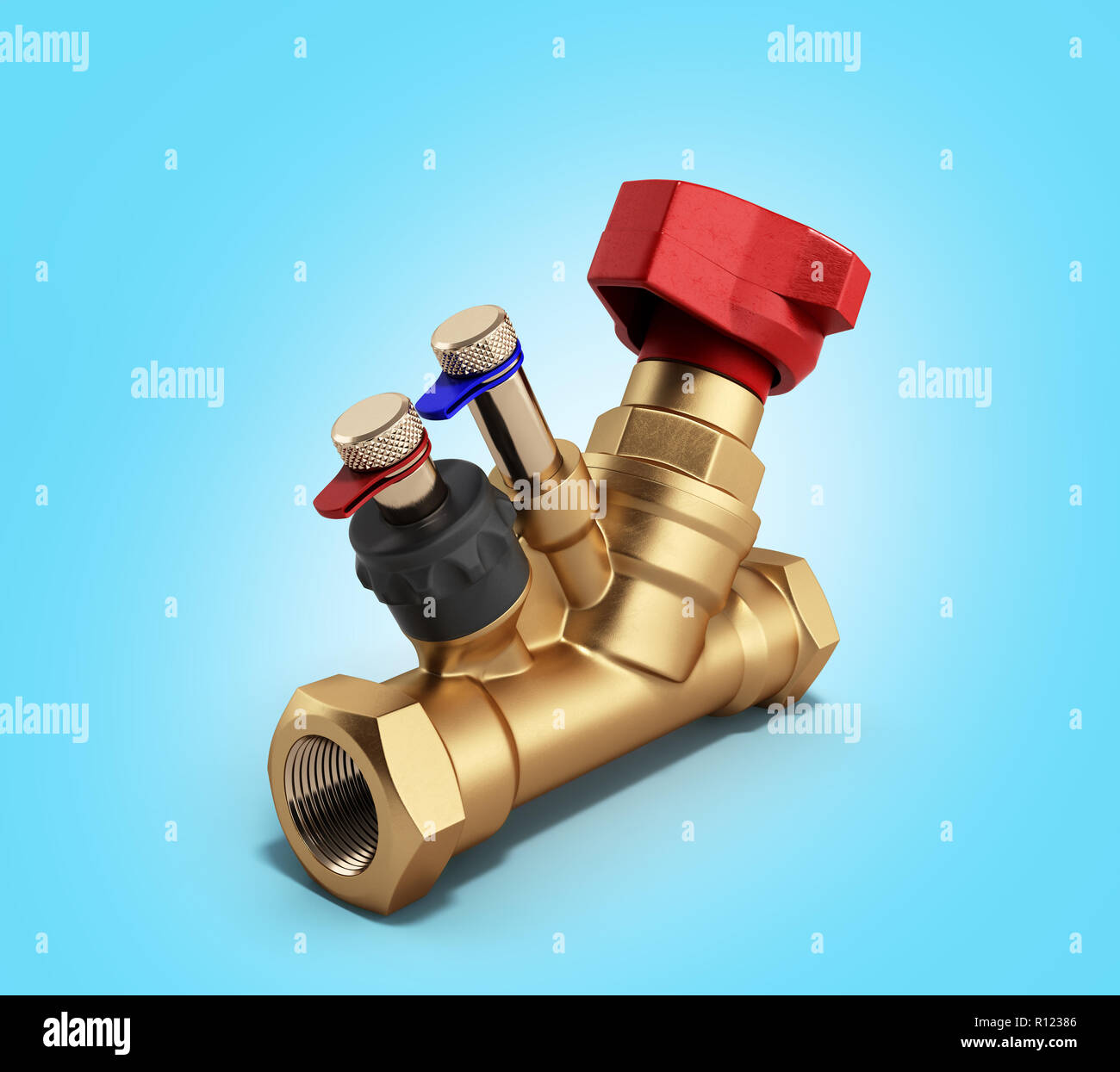 Crane Balancing valve without draining for plumbing 3D rendering on ...