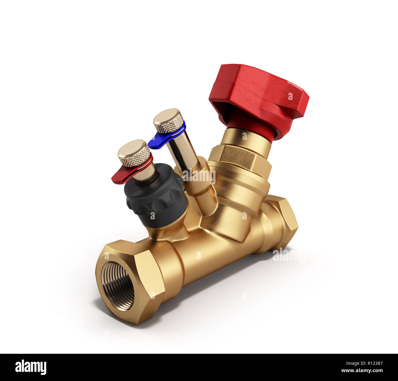 Crane Balancing valve without draining for plumbing 3D rendering on a ...