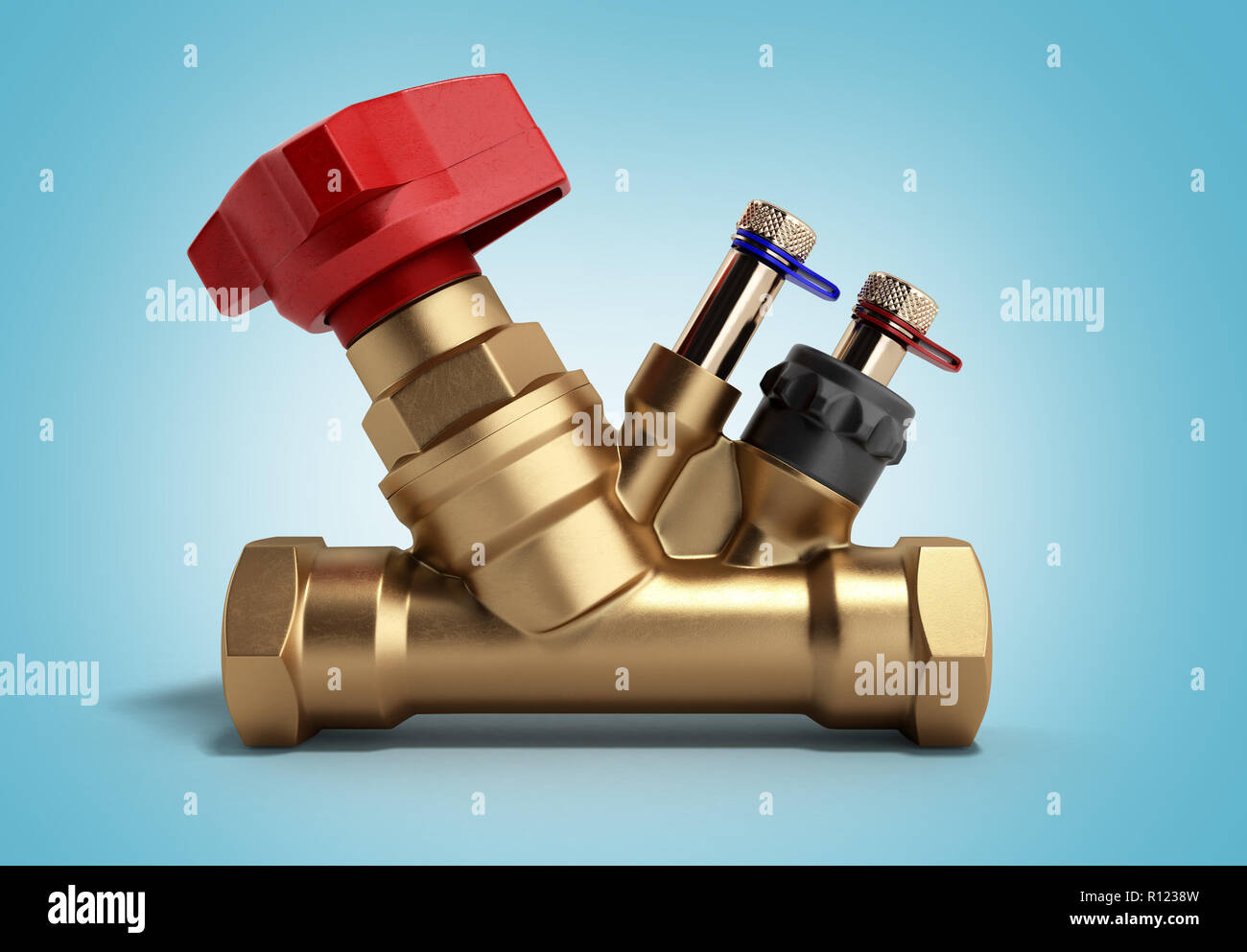 Crane Balancing valve without draining for plumbing 3D rendering on a ...