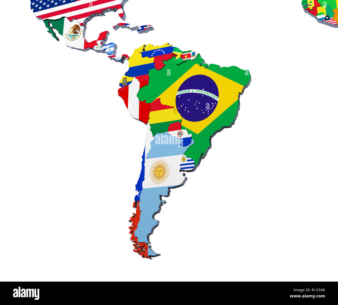 South America map 3d illustration on white Stock Photo - Alamy