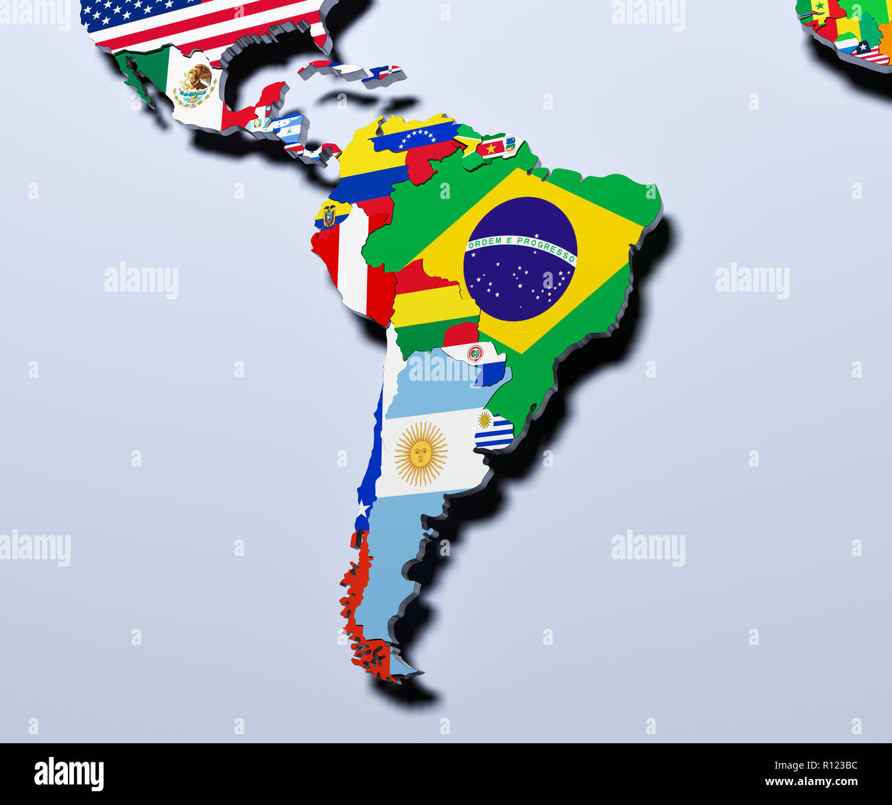 South America map 3d illustration Stock Photo - Alamy