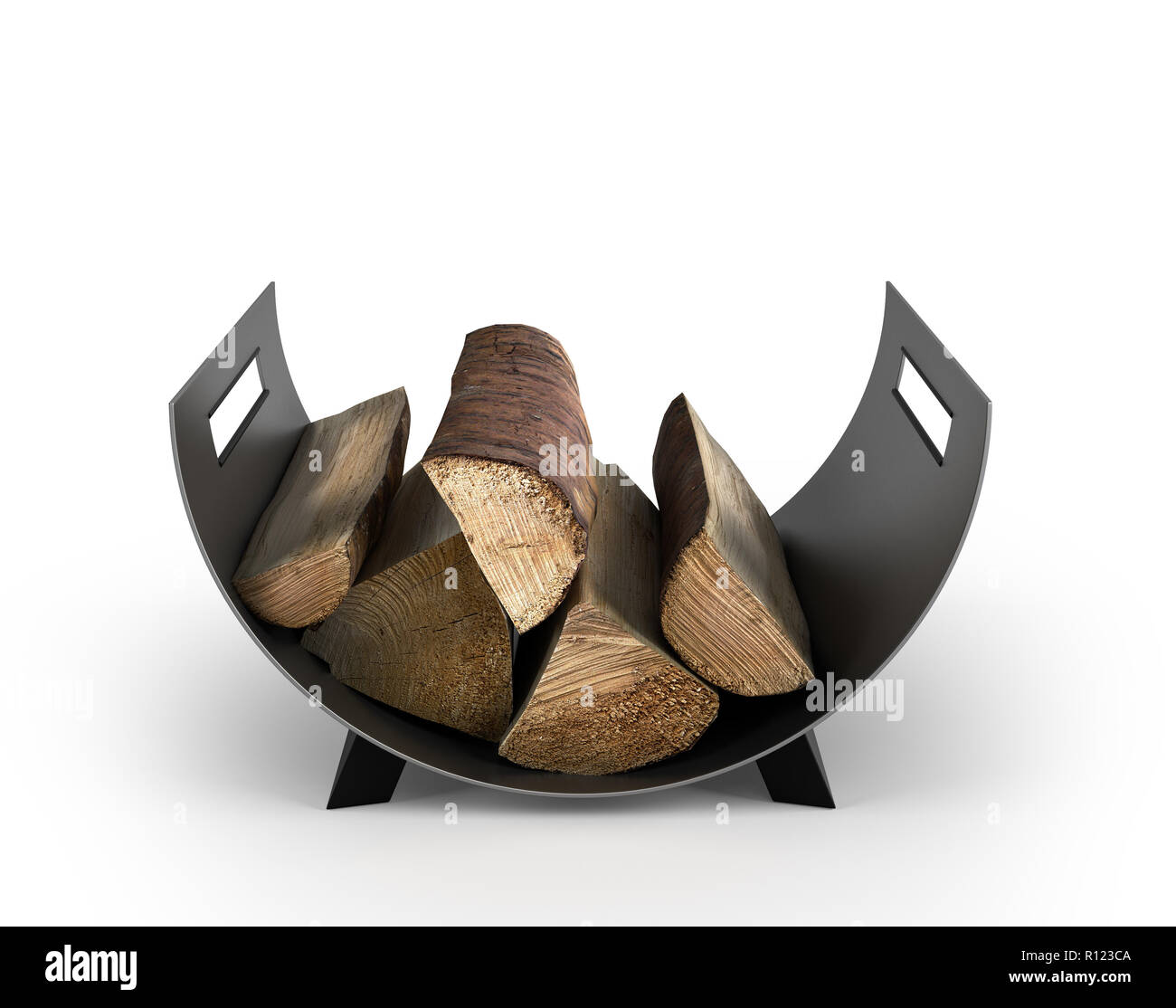 birch firewood 3d render isolated on white background Stock Photo - Alamy