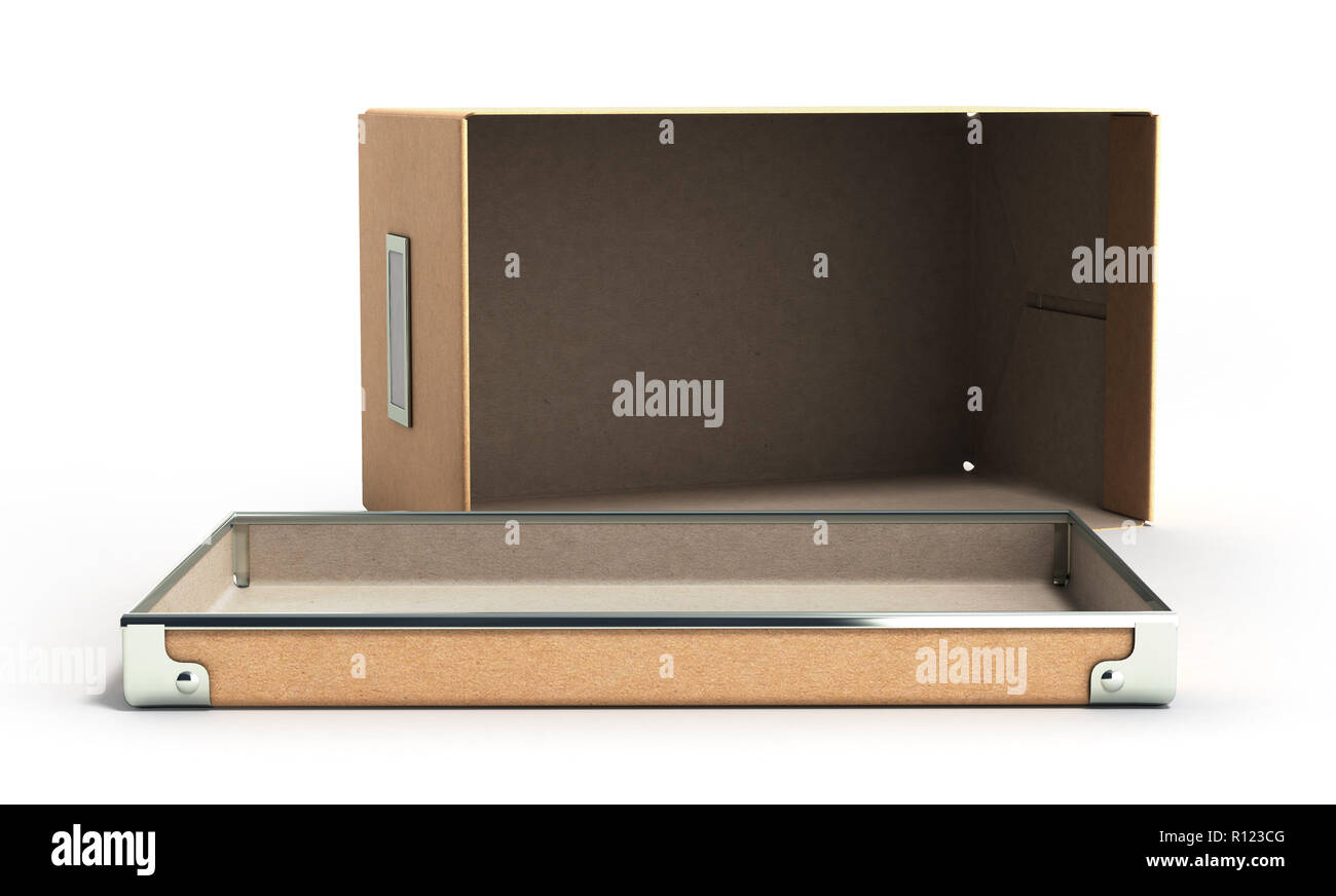 concept organization boxes with one open empty box 3d render Stock ...