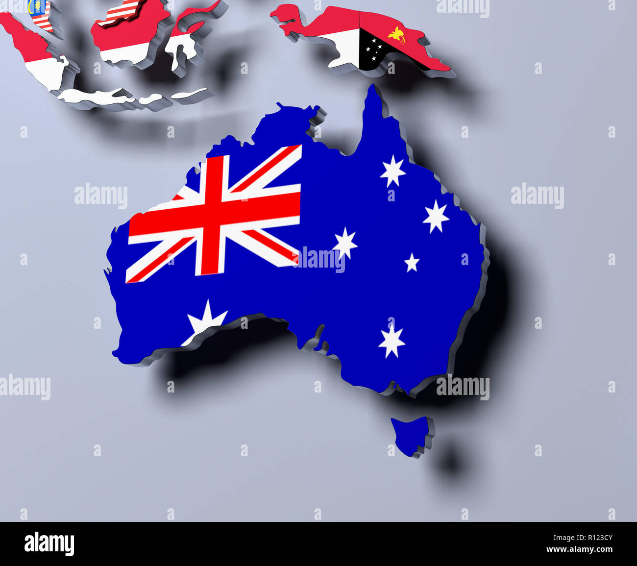 3D flag map of Australia rendered image Stock Photo - Alamy