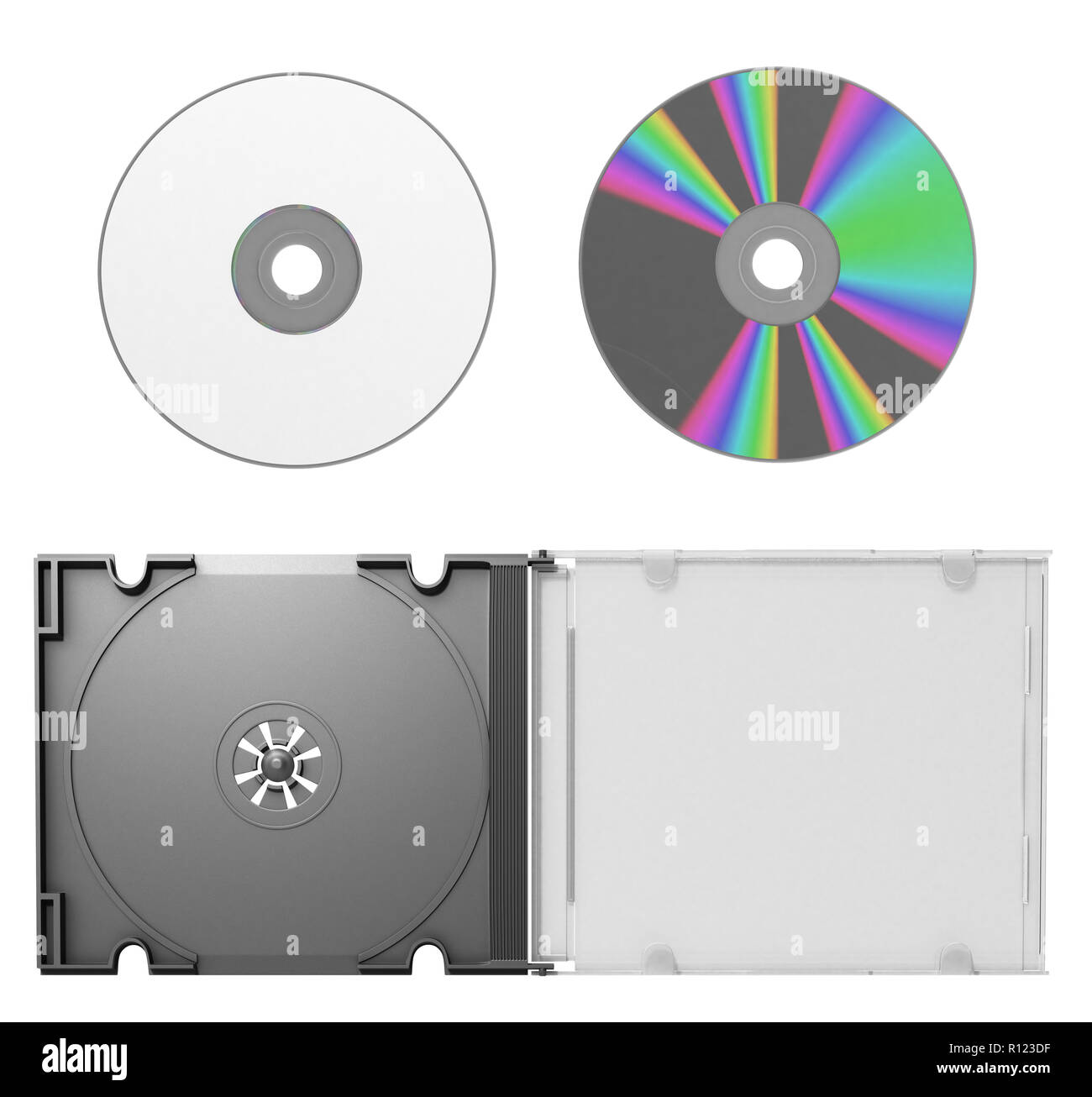 3D CD cover open with cd on white background Stock Photo - Alamy
